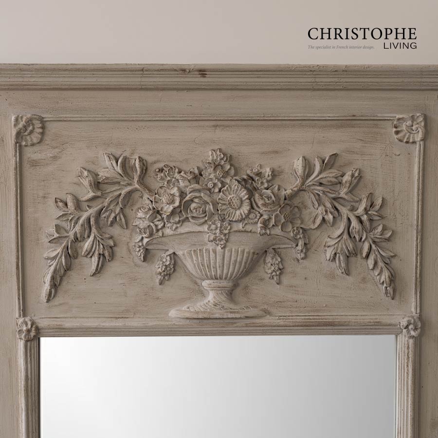 French Wall Mirror in Antique Grey - Christophe Living