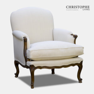 Fully Upholstered French Armchair - Luxury French Style | Walnut finish