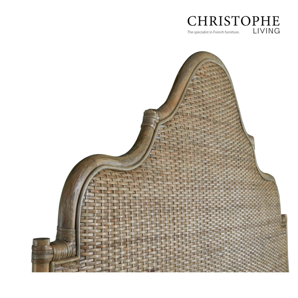 Aria Curved Natural Cane Bedhead in Scalloped Mud Grey for Bedroom ...